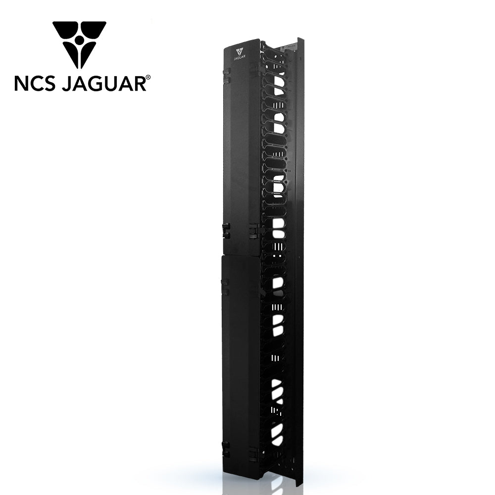 NCS Jaguar Organizador Vertical NCS-VOP-28, 28U, 4 kg, Tapa Abatible, EIA – FullOffice.com