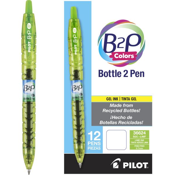Bolígrafo Pilot B2P Colors Gel 0.7mm Color Verde Caja C/12 Pzas ...